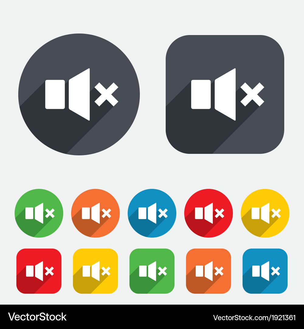 Mute speaker sign icon sound symbol Royalty Free Vector