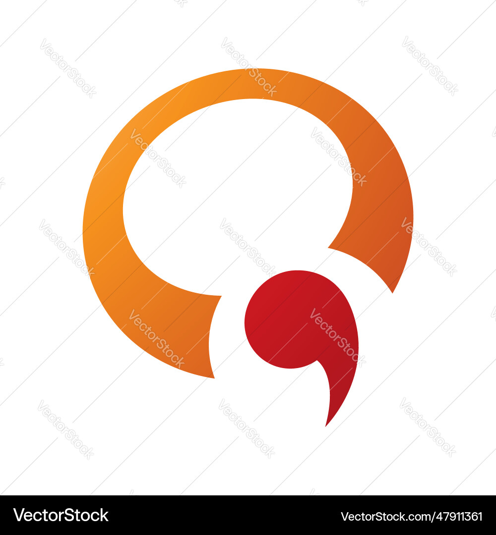 Orange and red comma shaped letter q icon Vector Image