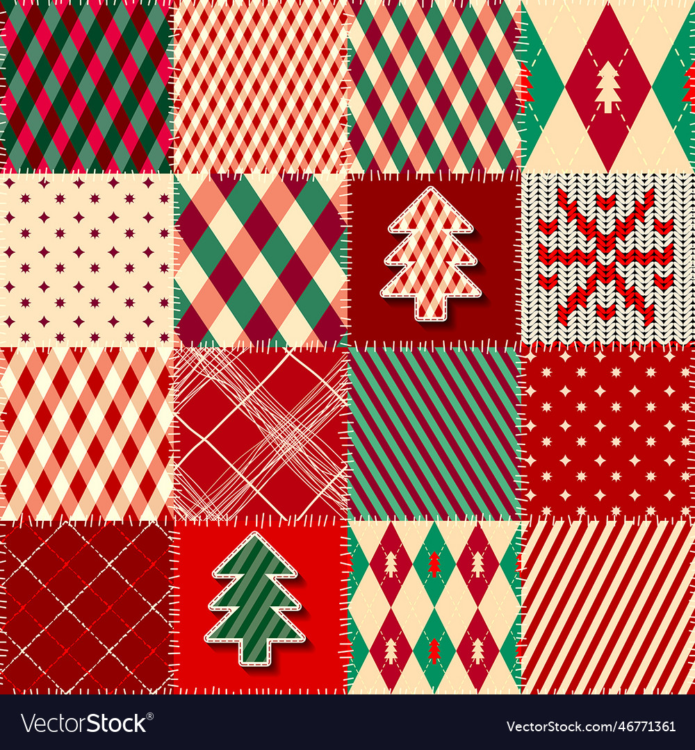 Patchwork textile pattern seamless quilting Vector Image