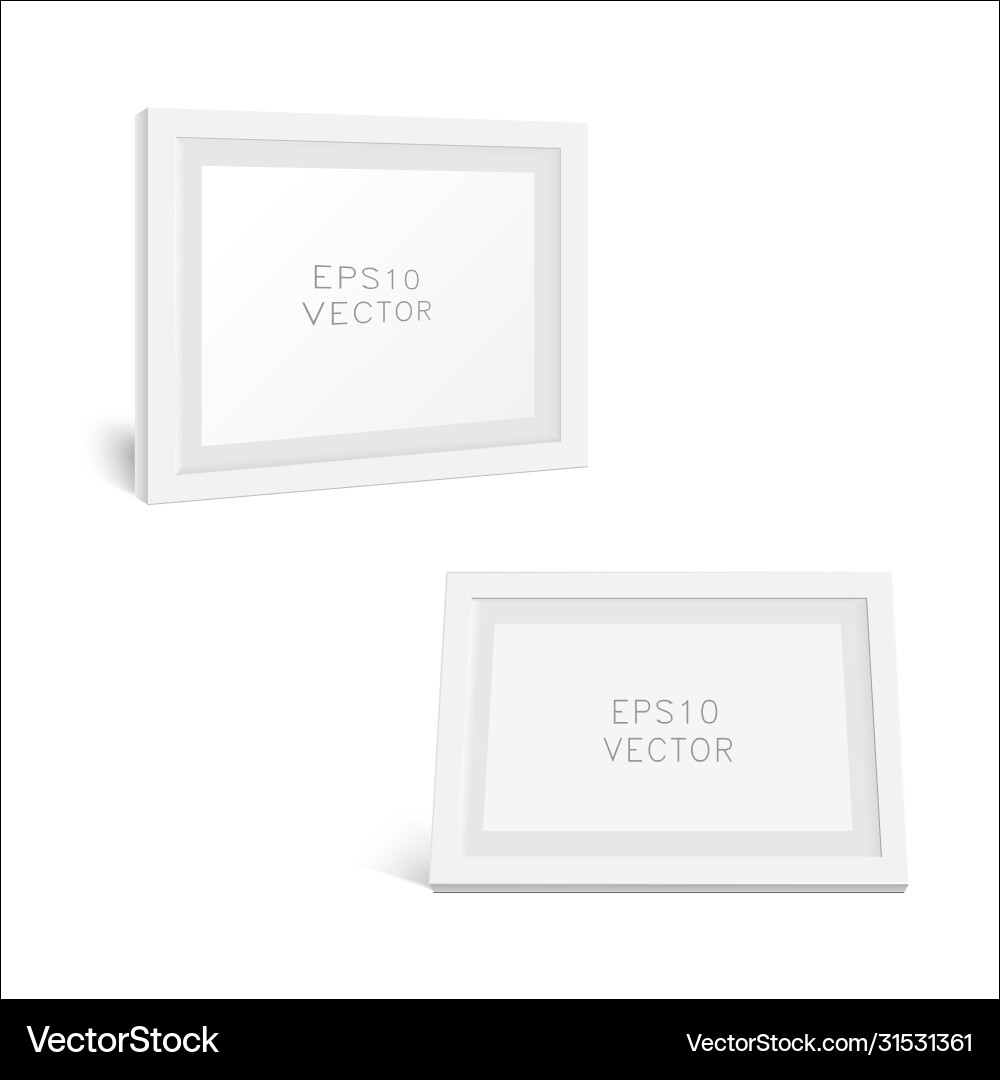 Realistic white wooden photo frame with soft Vector Image
