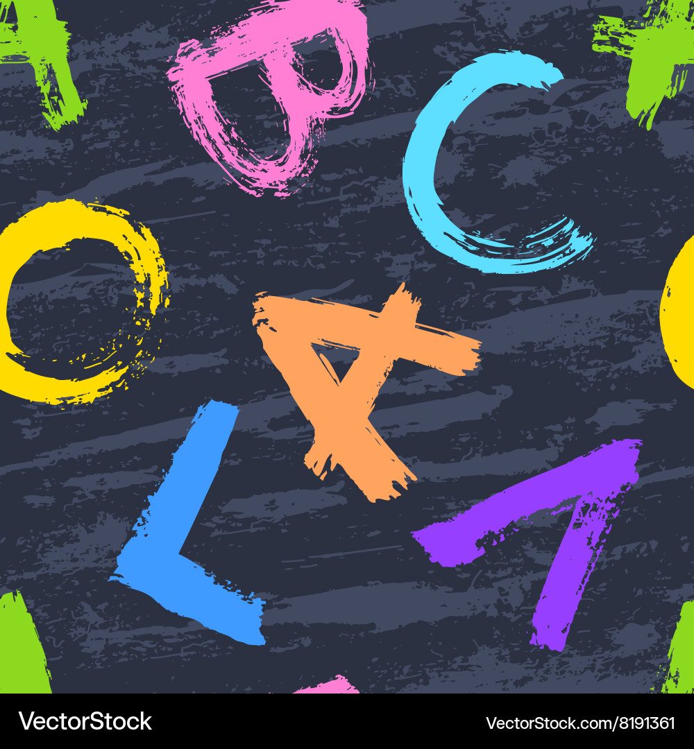 Seamless pattern of letters the alphabet drawn Vector Image