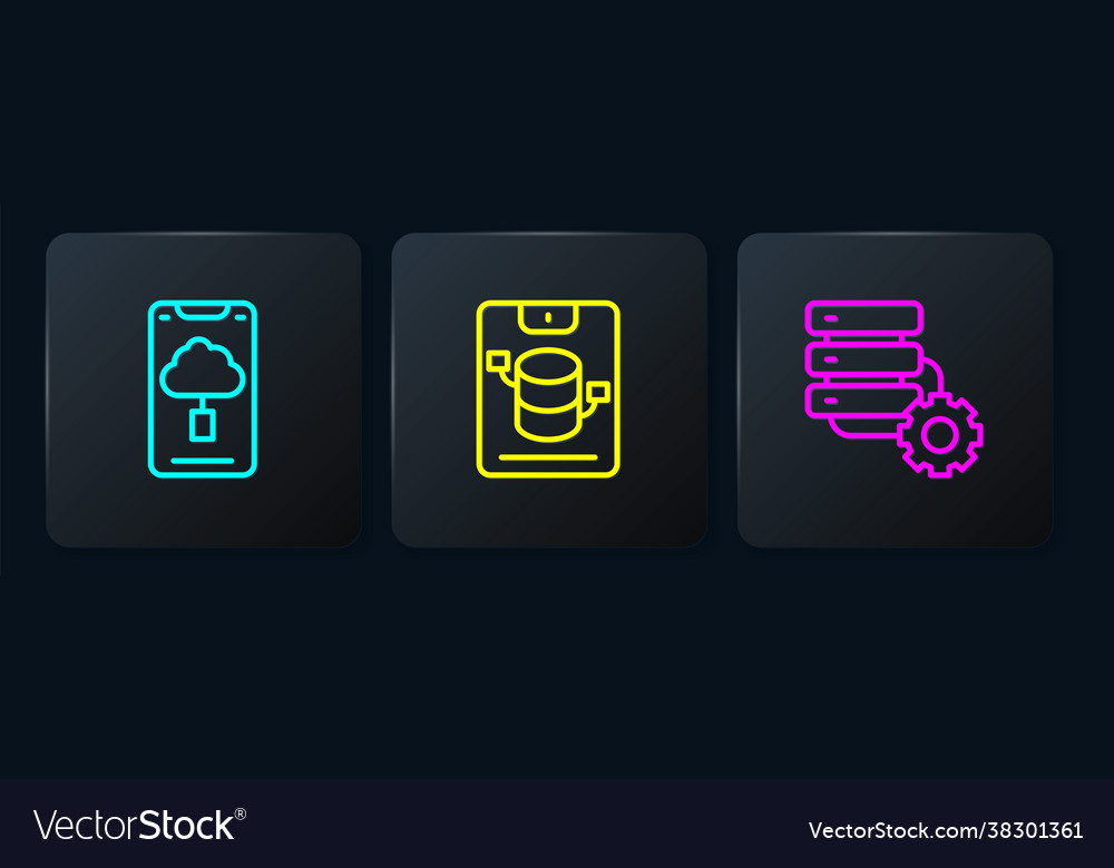 Set line cloud technology data transfer server Vector Image Set line cloud technology data transfer server Vector Image