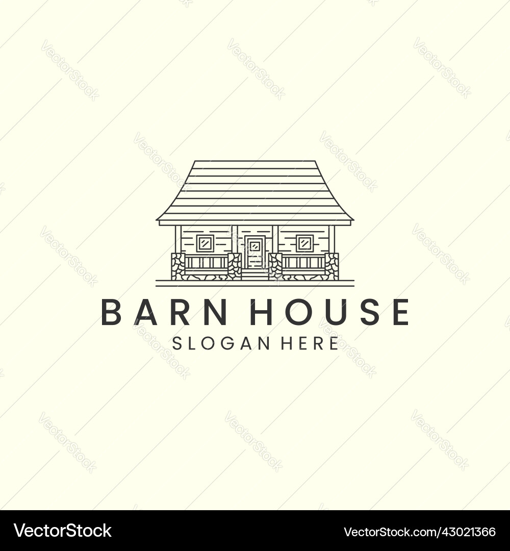 Barn house with linear style logo icon template Vector Image