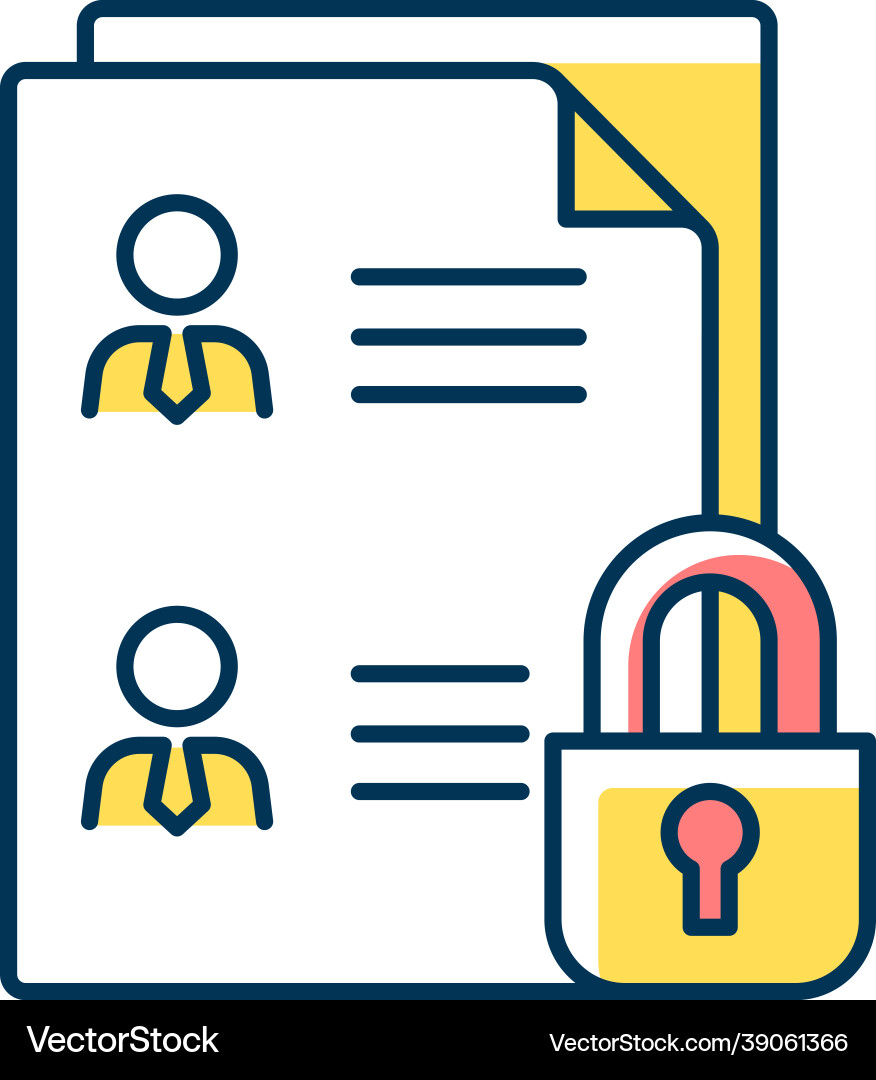 Employee data protection rgb color icon Royalty Free Vector
