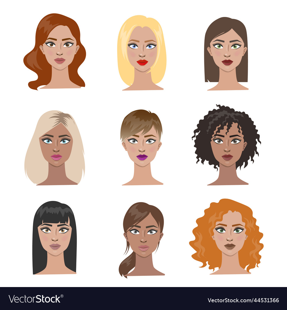 Female Hairstyles Set Royalty Free Vector Image