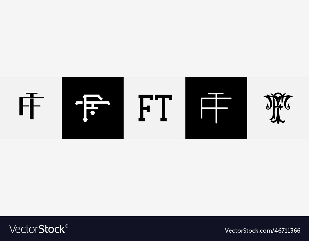 Initial letters ft monogram logo design bundle Vector Image