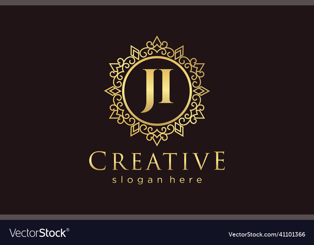 Ji initial letter luxury calligraphic feminine Vector Image