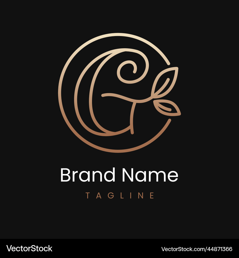 Letter g leaf elegant luxury logo design in circle