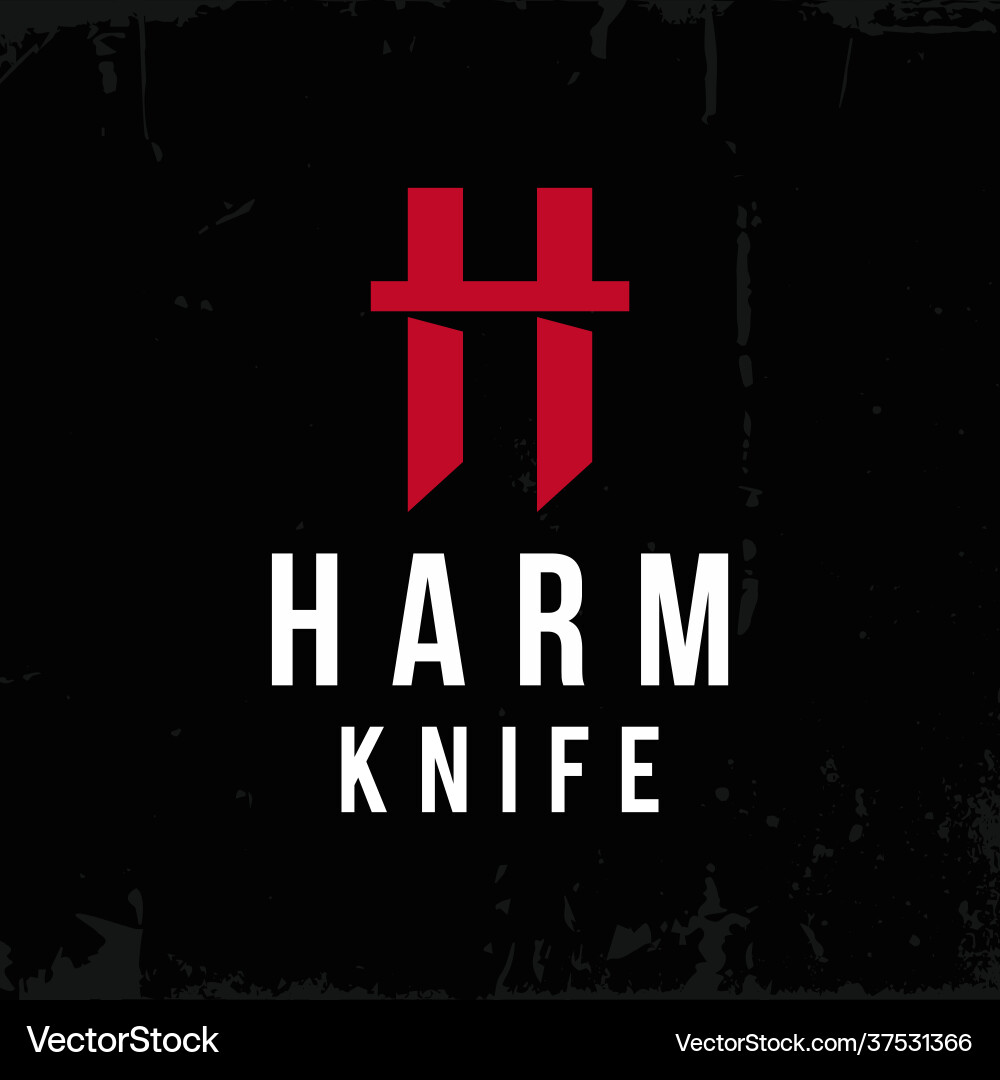 Modern professional logo h harm knife in red Vector Image