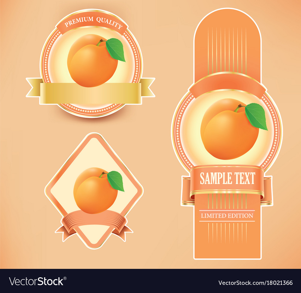 Package labels with apricot Royalty Free Vector Image