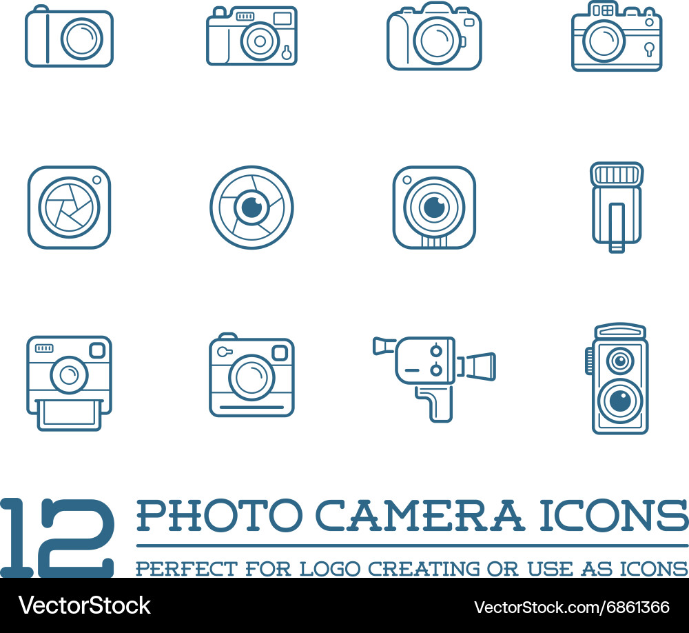 Set of photo or camera elements and video Vector Image