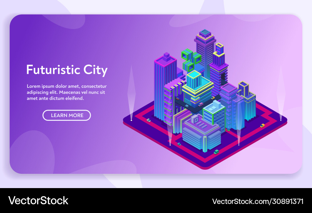 Banner isometric futuristic city concept Vector Image