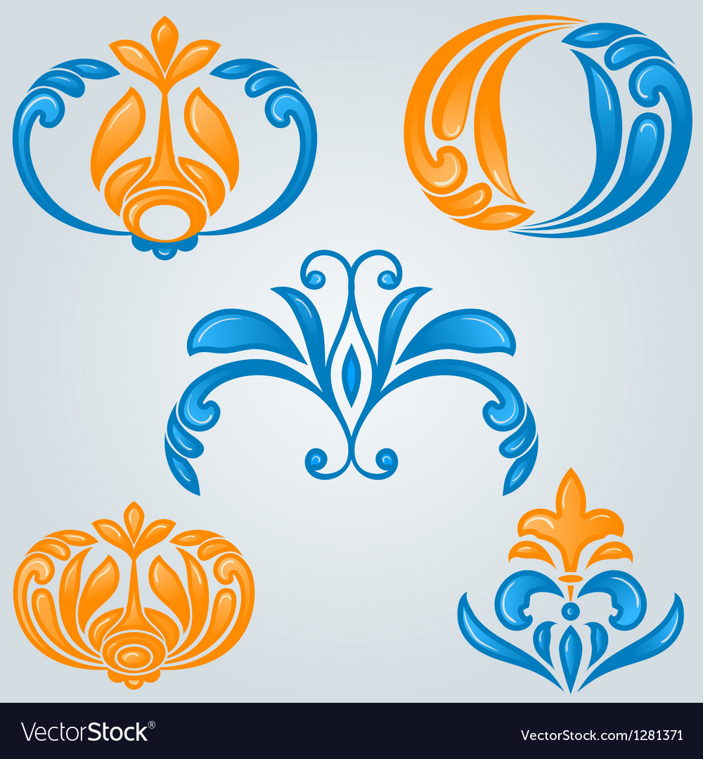 Bright floral design elements Royalty Free Vector Image
