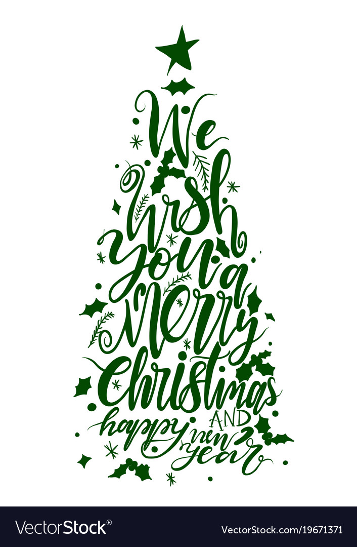 Calligraphy lettering of christmas tree Royalty Free Vector
