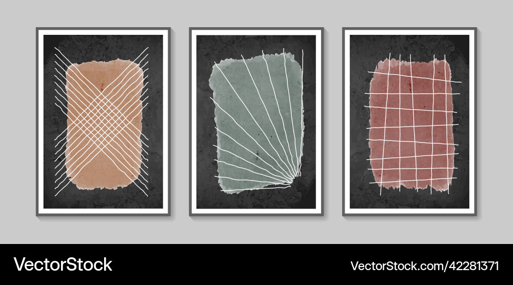 Collection of abstract wall art boho color Vector Image