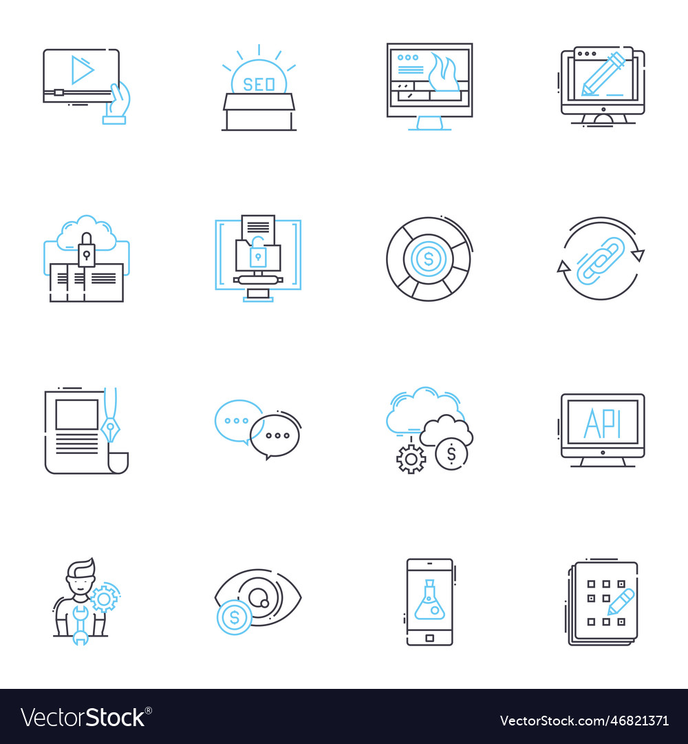 Digital creation linear icons set design Vector Image Digital creation linear icons set design Vector Image