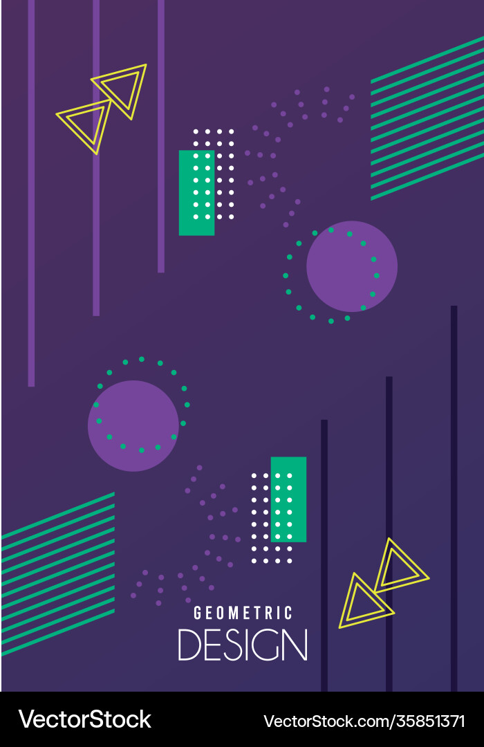 Geometric design lettering in purple memphis Vector Image