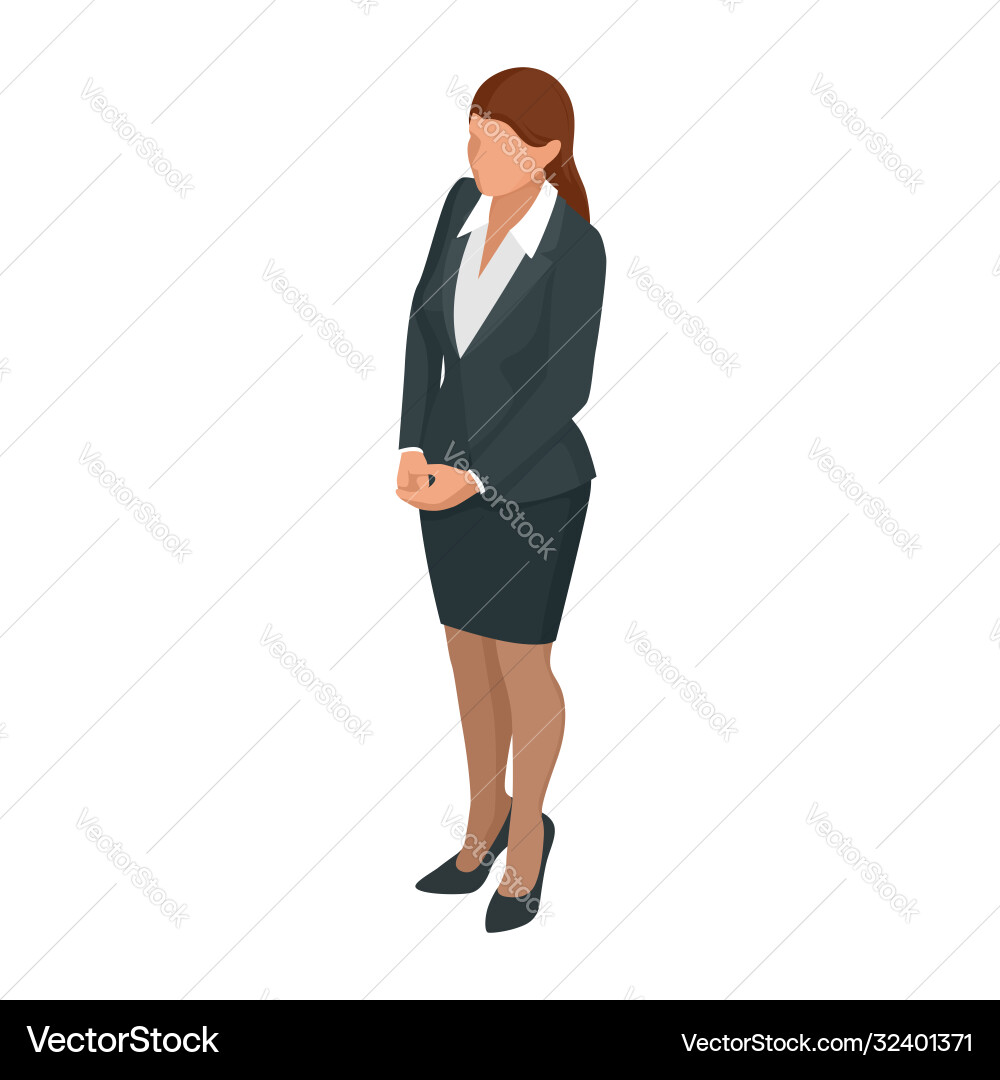 Isometric business woman isolated on write Vector Image