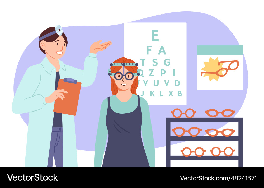 Ophthalmologist and woman concept Royalty Free Vector Image