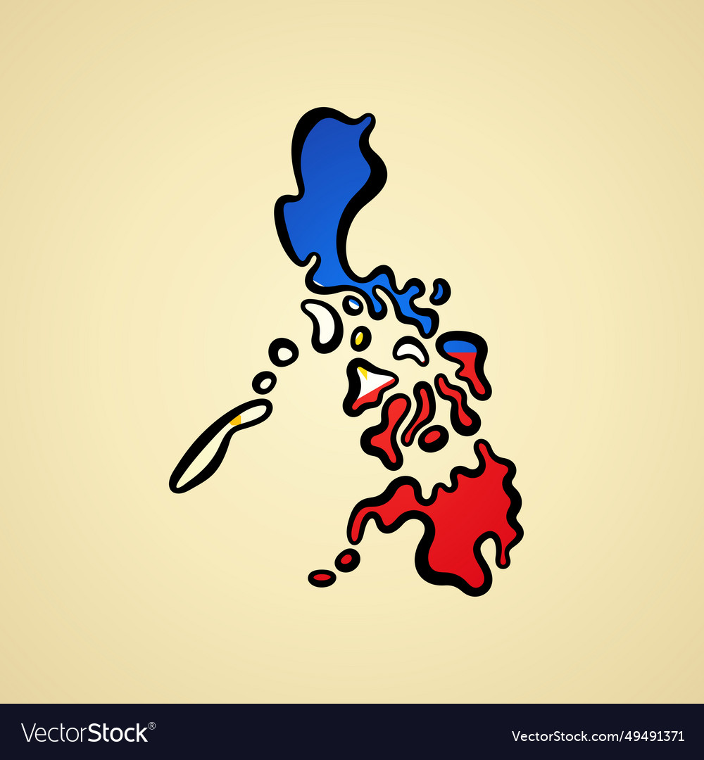 Philippines - map colored with flag Royalty Free Vector