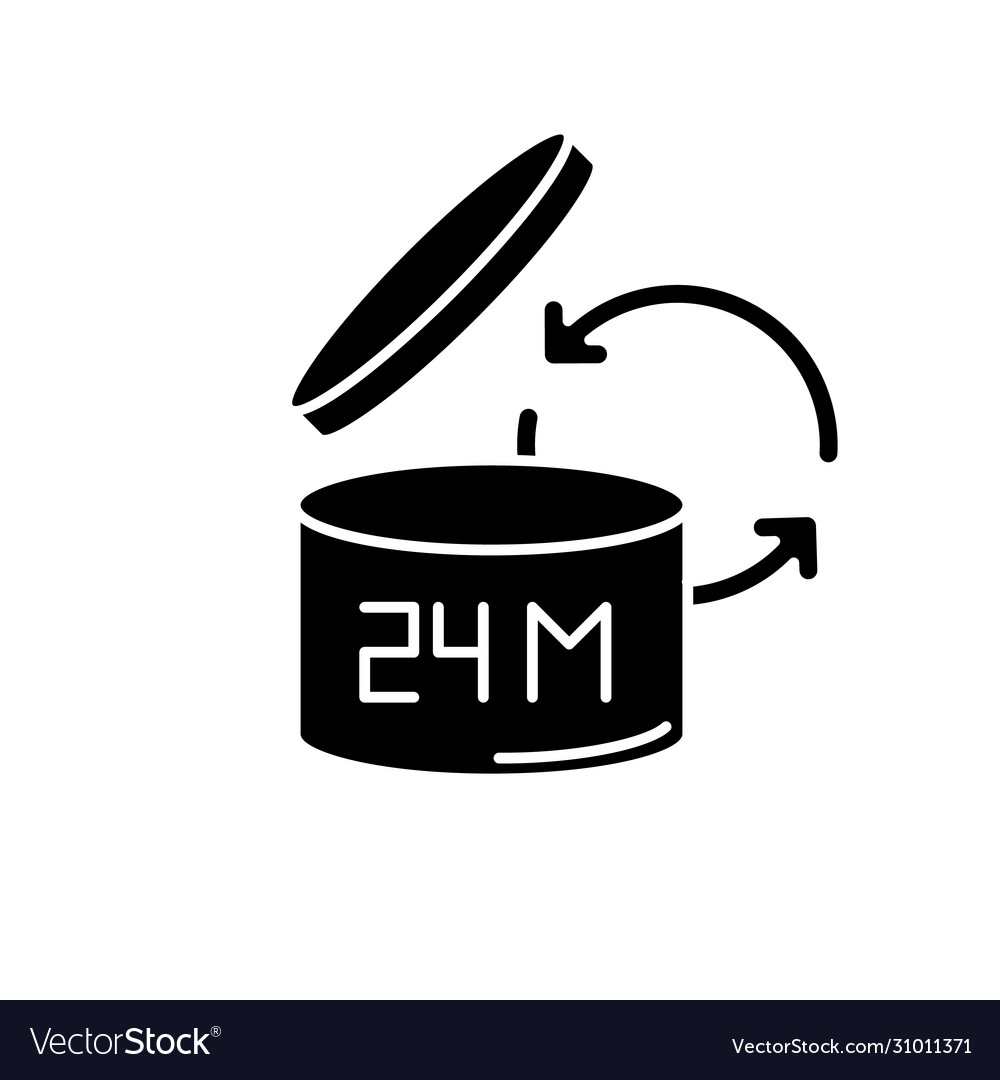 Product shelf life black glyph icon cosmetics Vector Image Product shelf life black glyph icon cosmetics Vector Image