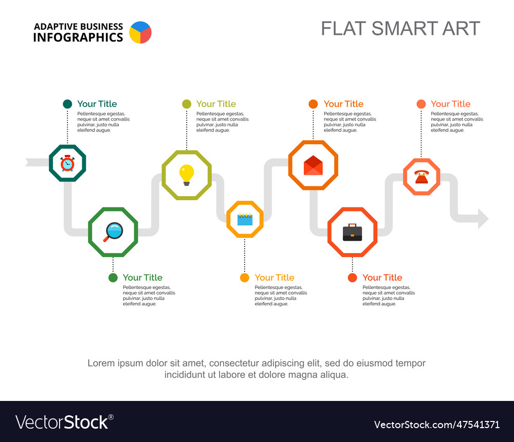 Seven principles workflow slide template Vector Image Seven principles workflow slide template Vector Image