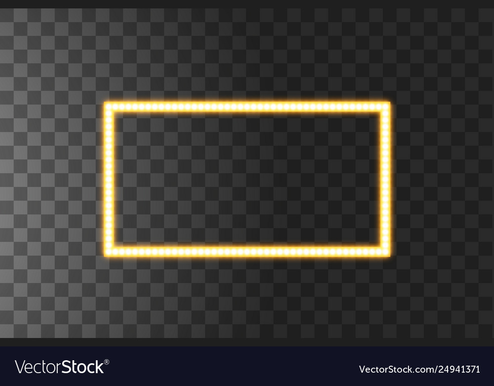 Shining yellow led rectangle frames neon Vector Image
