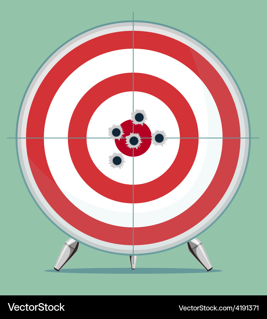 Target with bullet traces in the center Royalty Free Vector