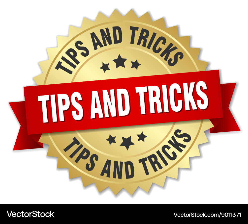 Tips and tricks 3d gold badge with red ribbon Vector Image