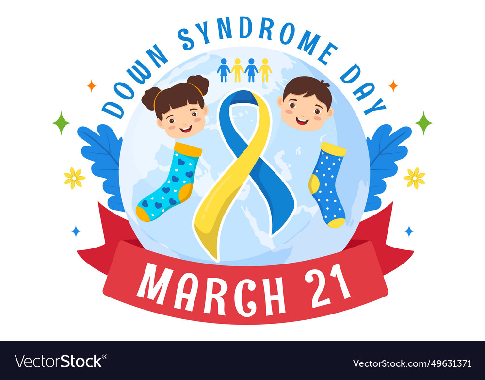 World down syndrome day on march 21 with blue Vector Image