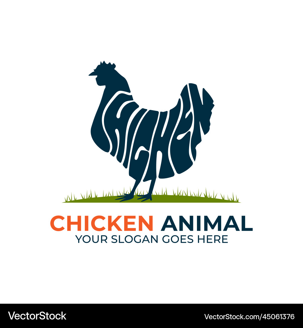 Chicken animal logo design logo with warp text Vector Image