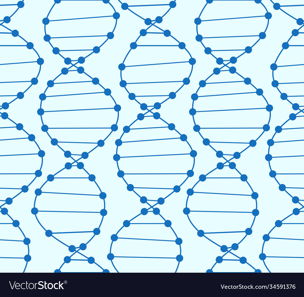 Dna Seamless Pattern Science Blue Background Vector Image