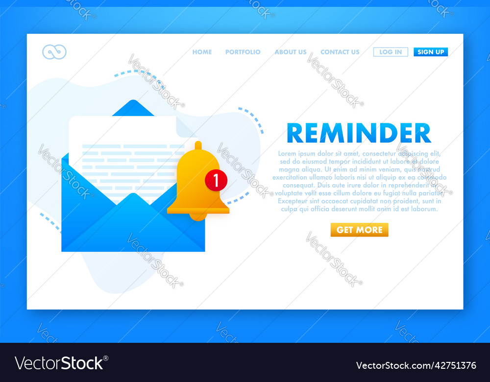 Enable reminder notification email Royalty Free Vector Image