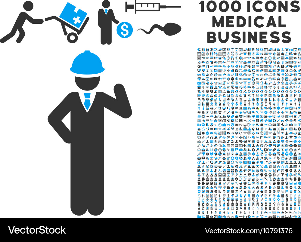 Engineer icon with 1000 medical business Vector Image