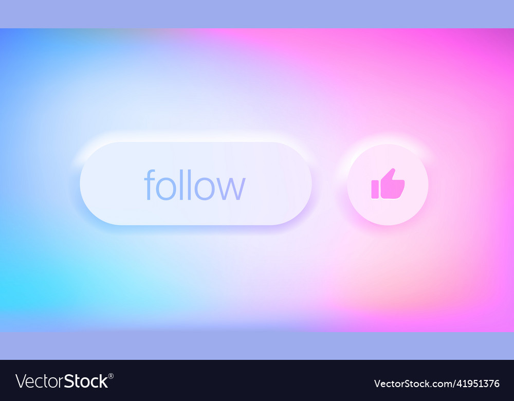 Follow button interface button with thumbs up 3d Vector Image