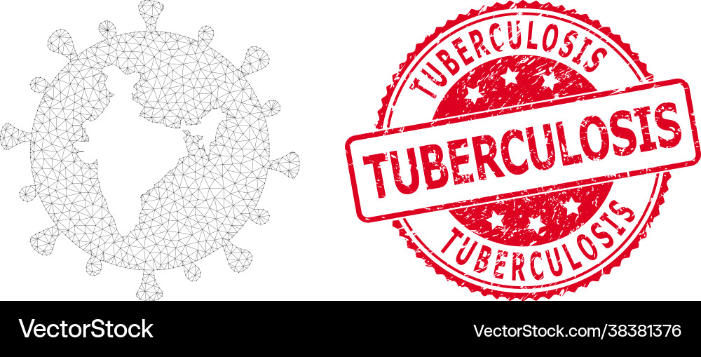 Grunge tuberculosis round seal stamp and mesh Vector Image