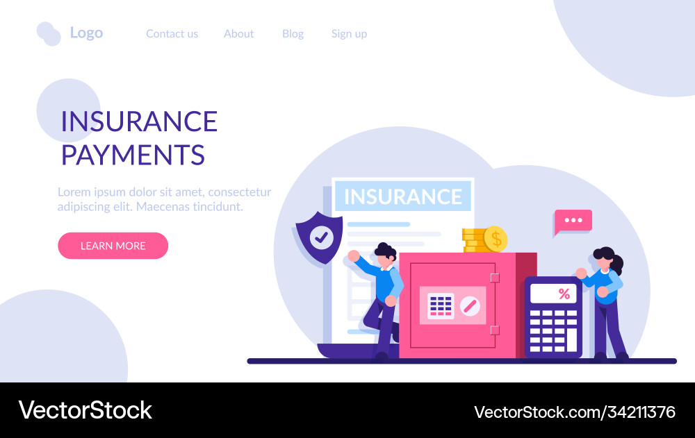 Insurance payment concept people stand near Vector Image