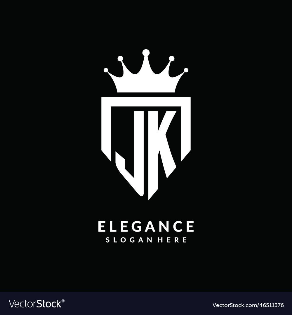 Letter jk logo monogram emblem style with crown Vector Image