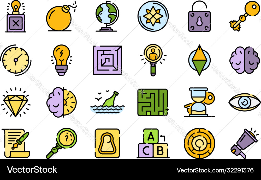 Quest icons flat Royalty Free Vector Image - VectorStock