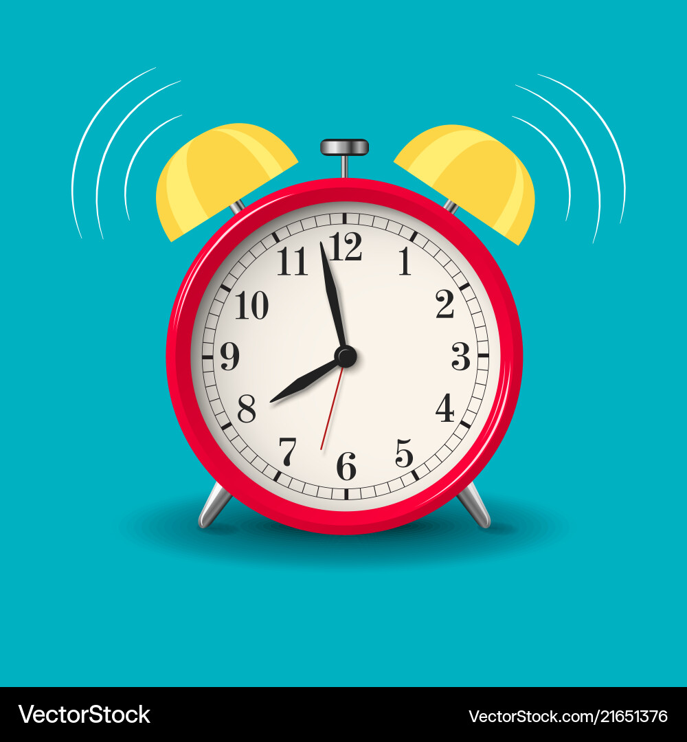 Ringing alarm clock red in bright color style Vector Image