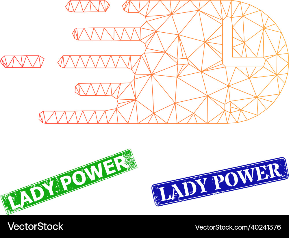 Rubber lady power stamp seals and polygonal mesh Vector Image
