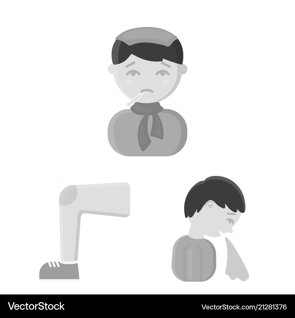 Sick man monochrome icons in set collection Vector Image