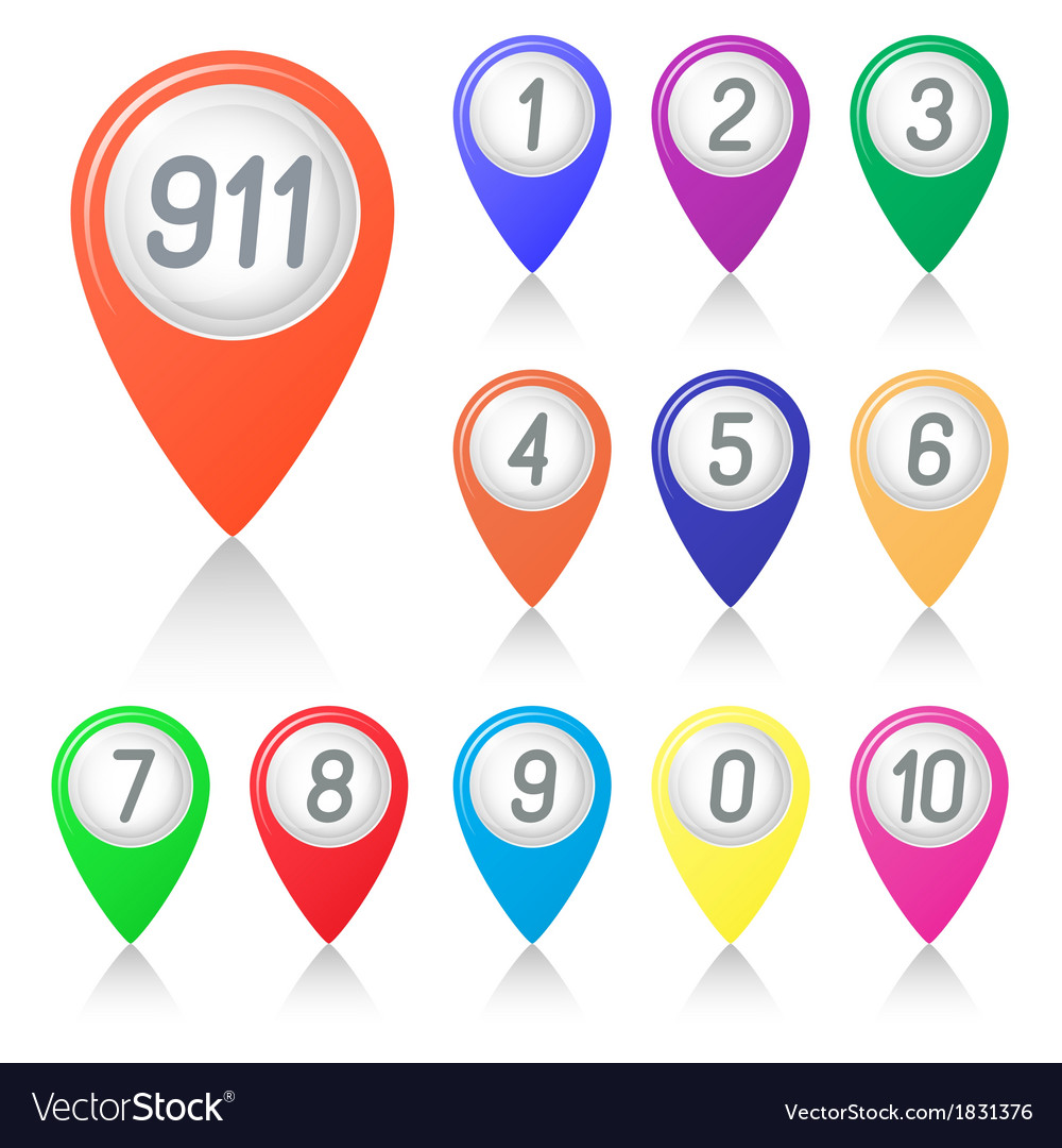 The numbers on the map arrows Royalty Free Vector Image