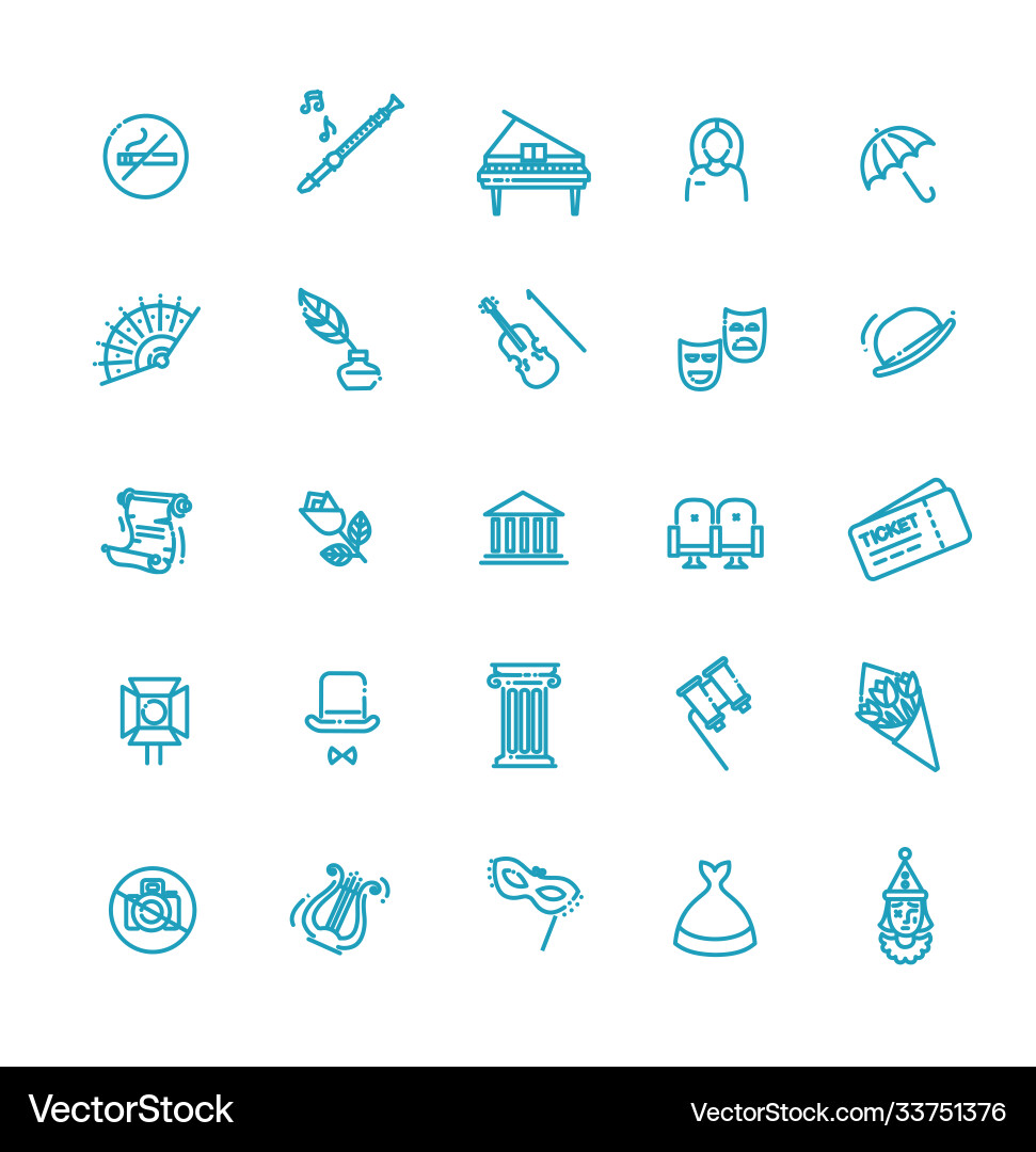 Theatre collection isolated symbols Royalty Free Vector