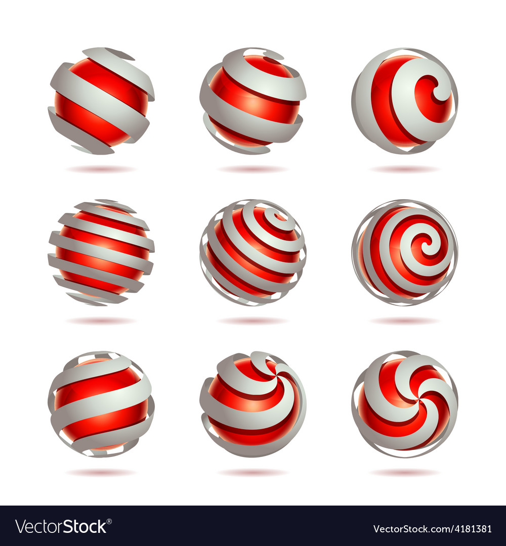 Abstract 3d sphere set Royalty Free Vector Image