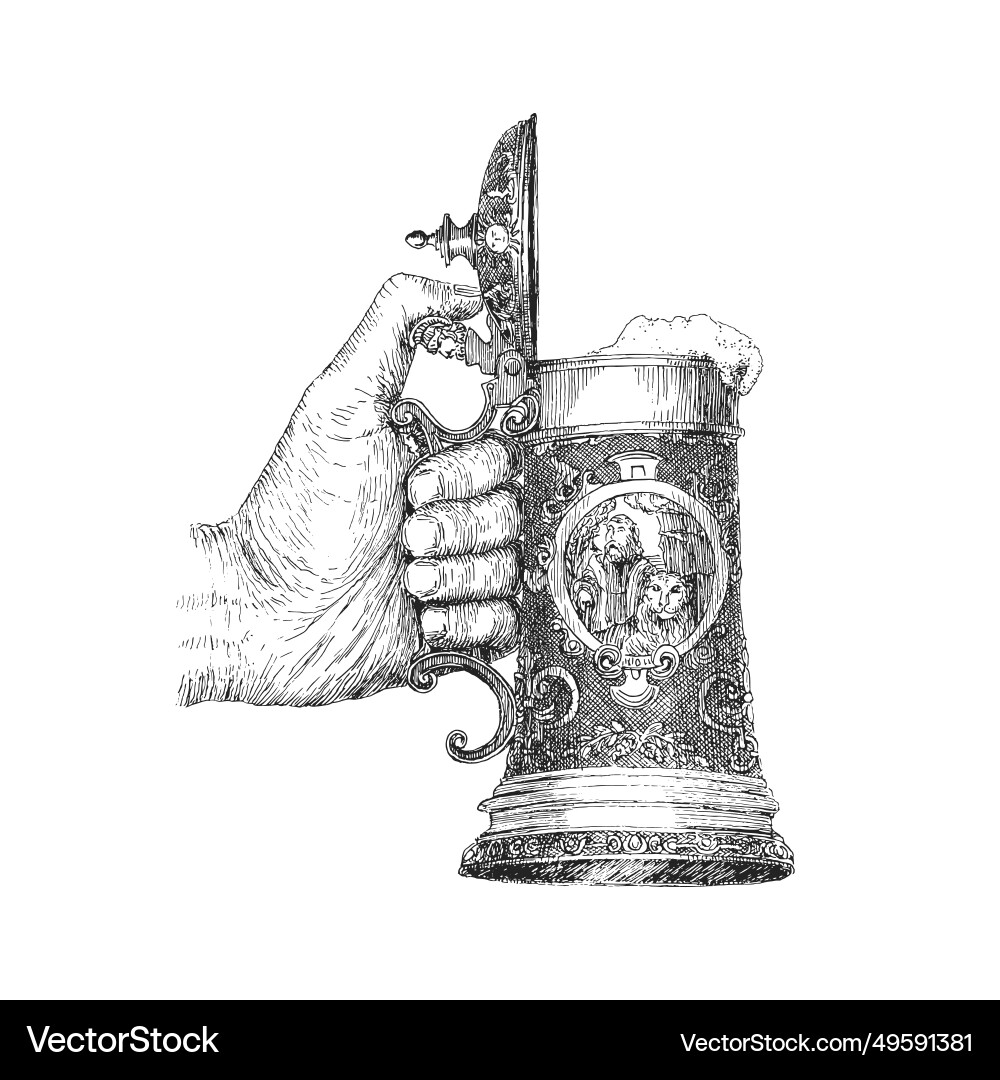 Beer mug drawing symbol Royalty Free Vector Image