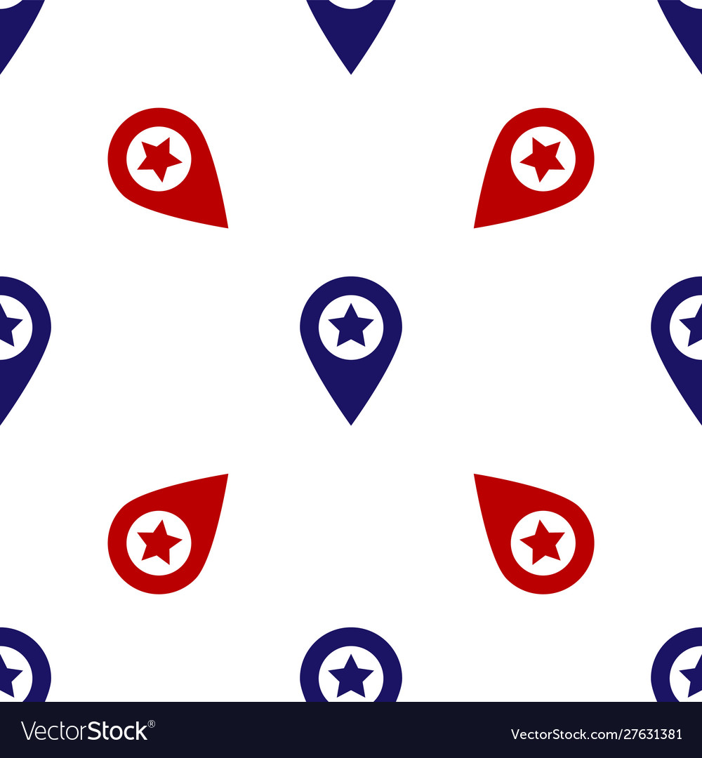 Blue and red map pointer with star icon isolated Vector Image