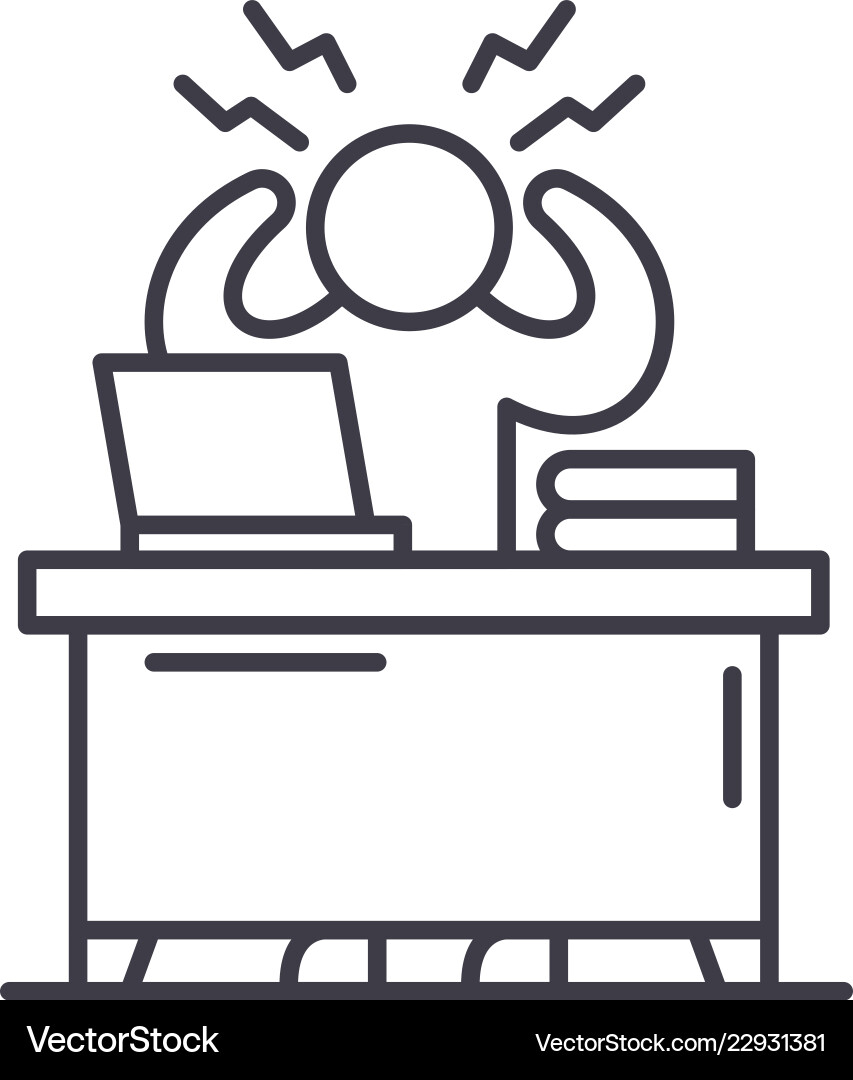Business stress line icon concept Royalty Free Vector Image