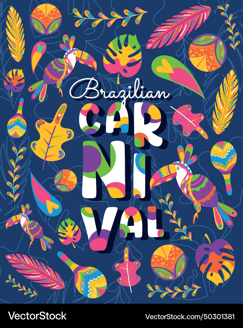 Colored brazilian carnival poster Royalty Free Vector Image