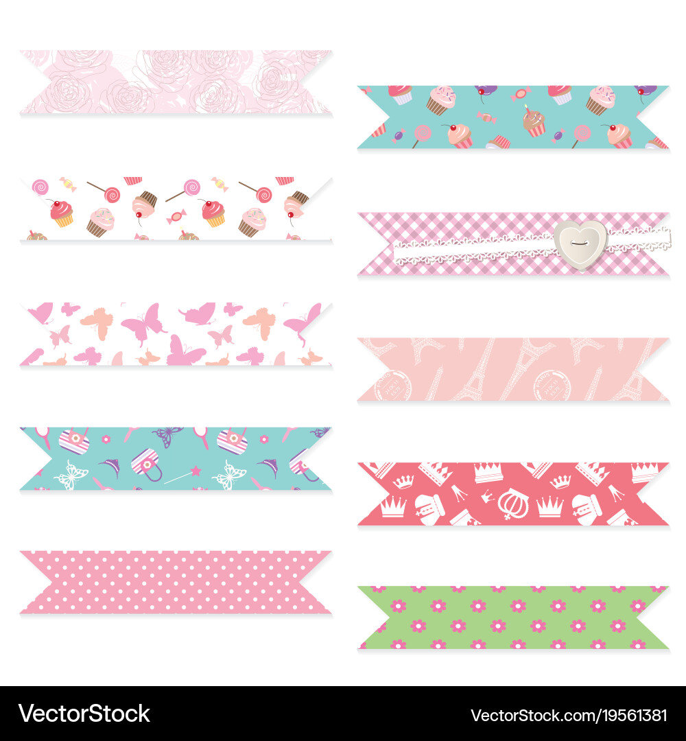 Festive textile ribbons set isolated on white Vector Image